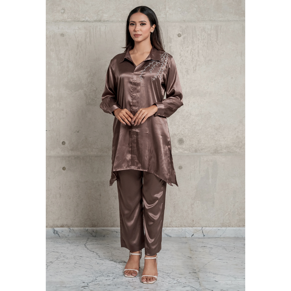 AR Silk Co-Ord Set (Coffee) – Comfystyle