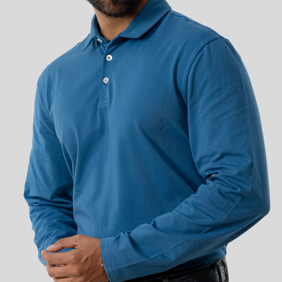 Men's Executive Full Sleeve Polo Dark Blue – Comfystyle