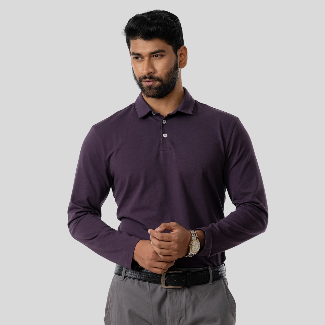 Men's Executive Full Sleeve Polo Night Shade – Comfystyle