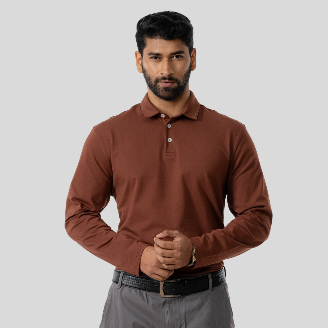 Men's Executive Full Sleeve Polo Cappuccino – Comfystyle